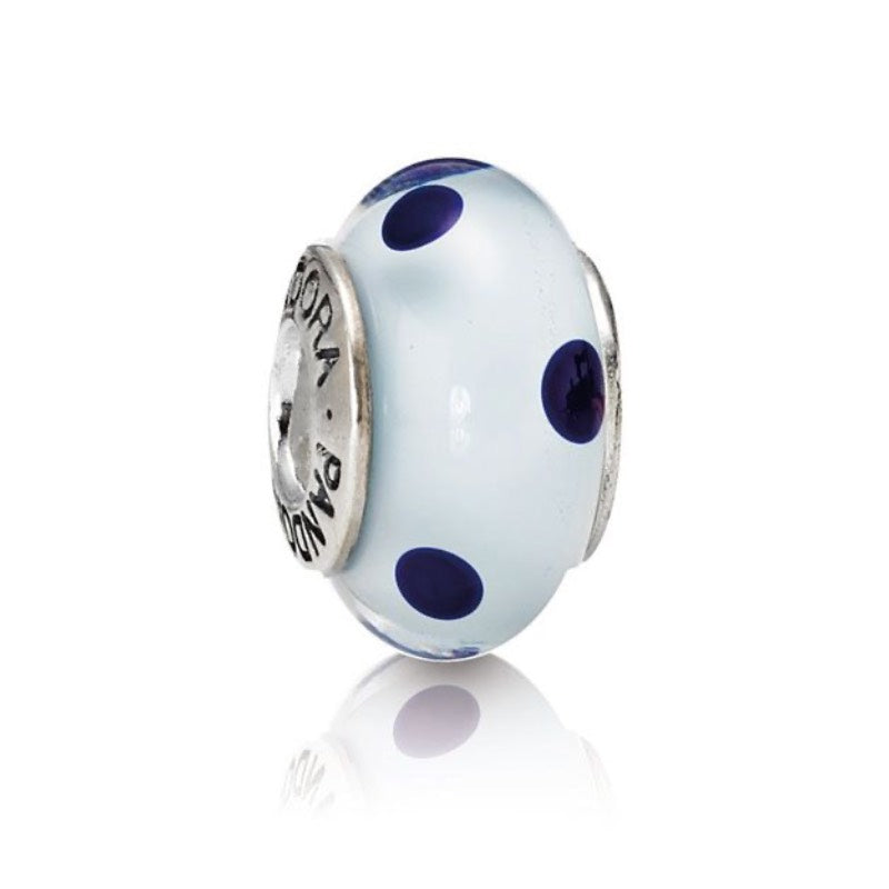 Pandora Murano Glas Charm Blå Polka Prik - 25% Køb nu!